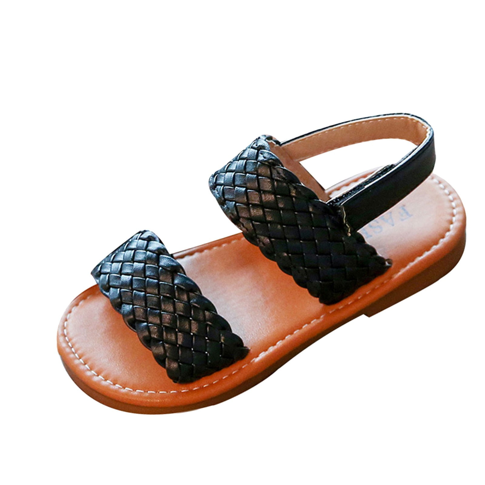 eileial Girls' Sandals Girl's Braided Woven Leather Sandals Ankle Strap ...