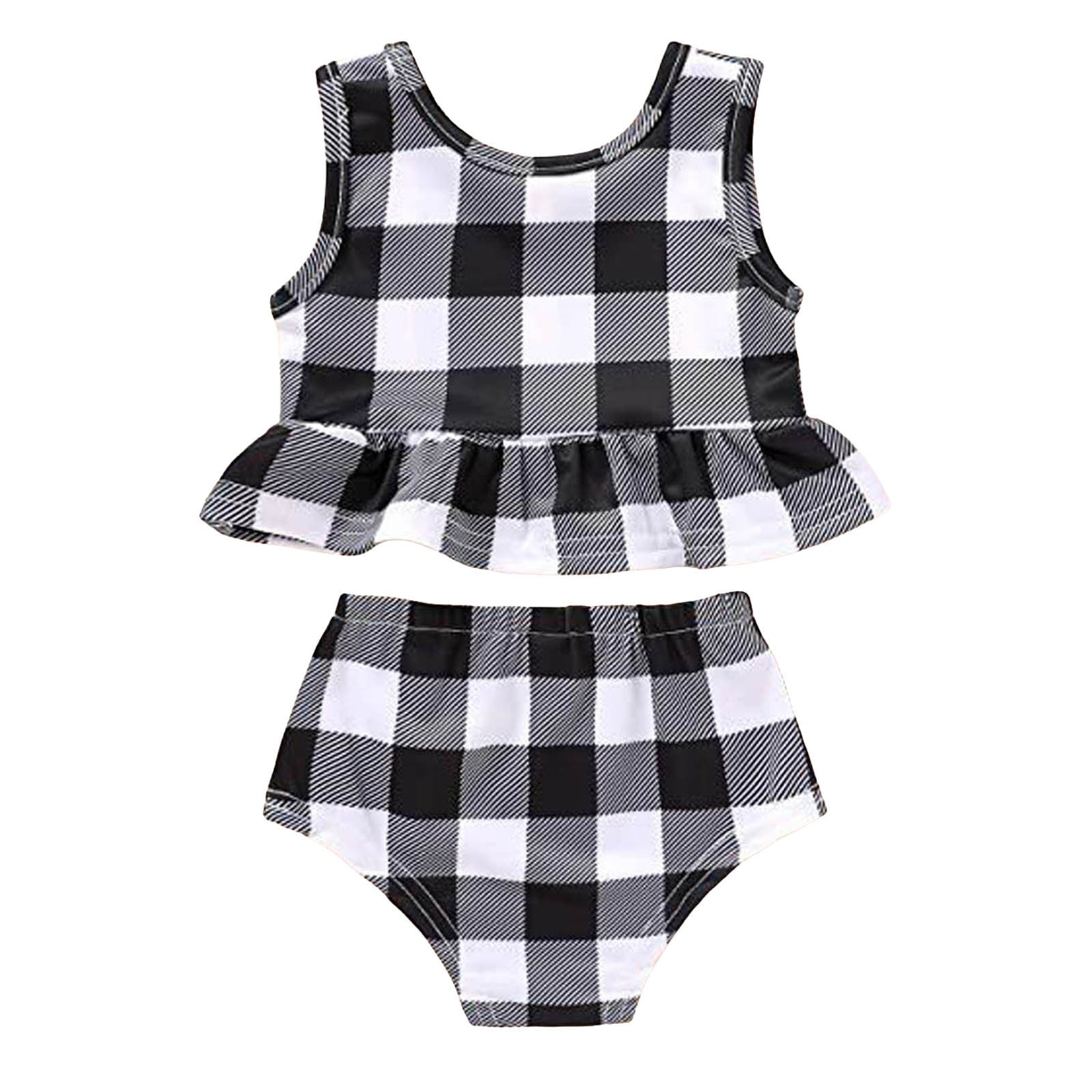 eileial Girls' Swimsuits Striped Bikini Set Ruffle Wireless Tops with ...