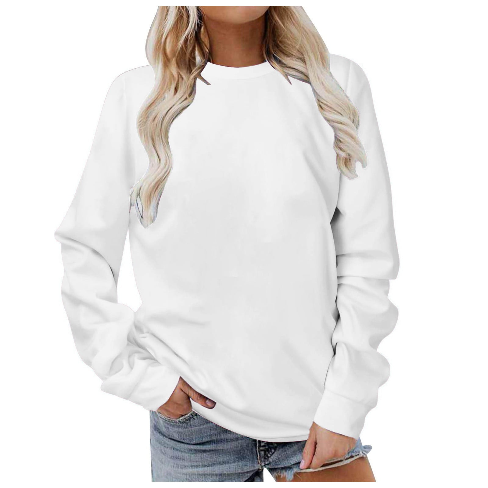 eileial Hoodless Sweatshirt for Women Womens Hoodless Fit Sweatshirt ...