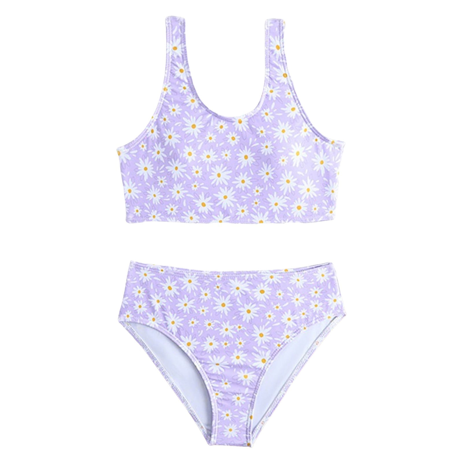 eileial Kid Girl's 2 Piece Swimsuit Tiered Ruffled Bathing Suit ...