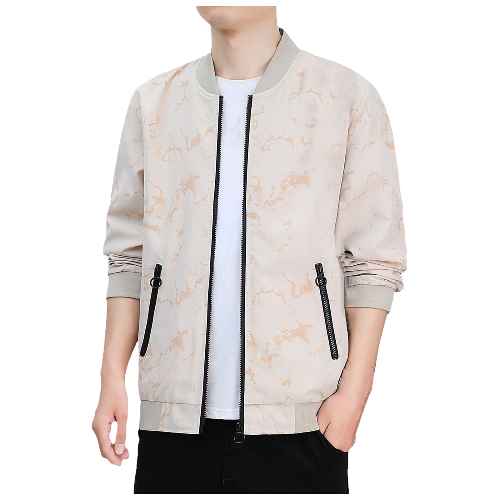 eileial Men's Cotton Bomber Jacket Lightweight Flight Jackets Casual ...