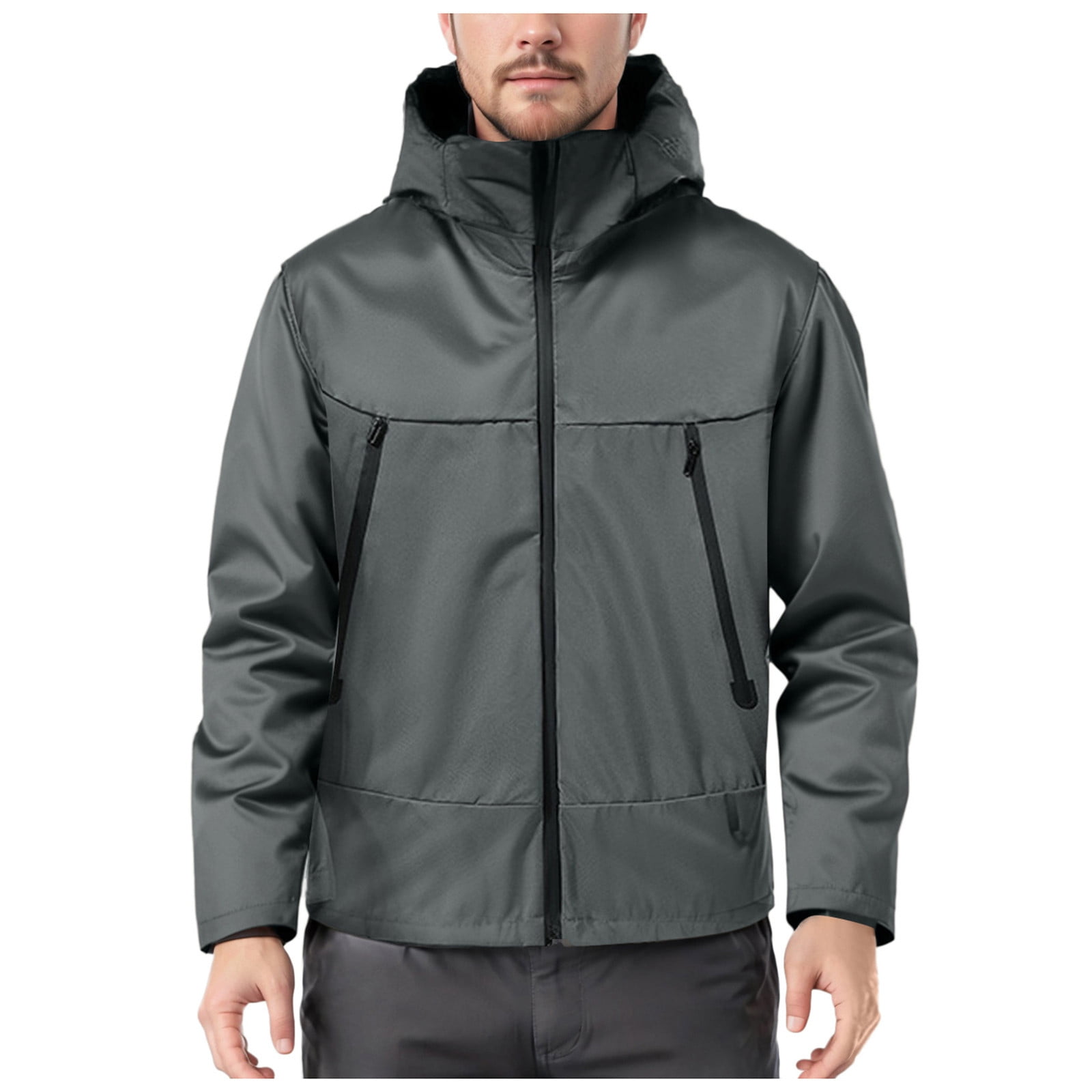eileial Men's Rain Jacket Waterproof Lightweight Packable Rain Shell ...