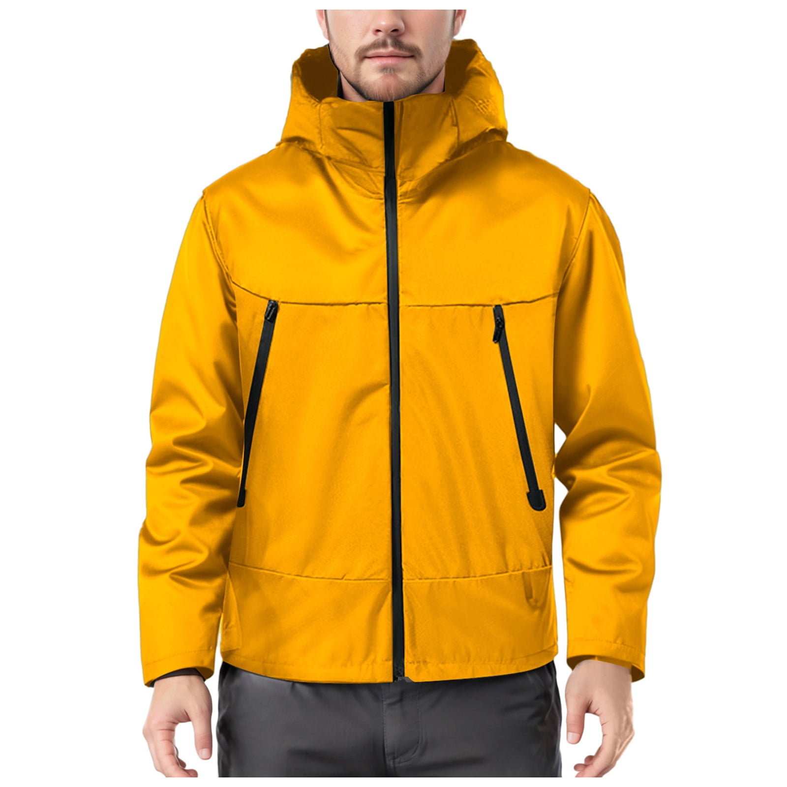 eileial Men's Rain Jacket Waterproof Lightweight Packable Rain Shell ...