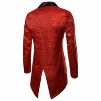 cllios Mens Sequin Tuxedo Jacket Slim Fit Tailcoat Dress Coat ...