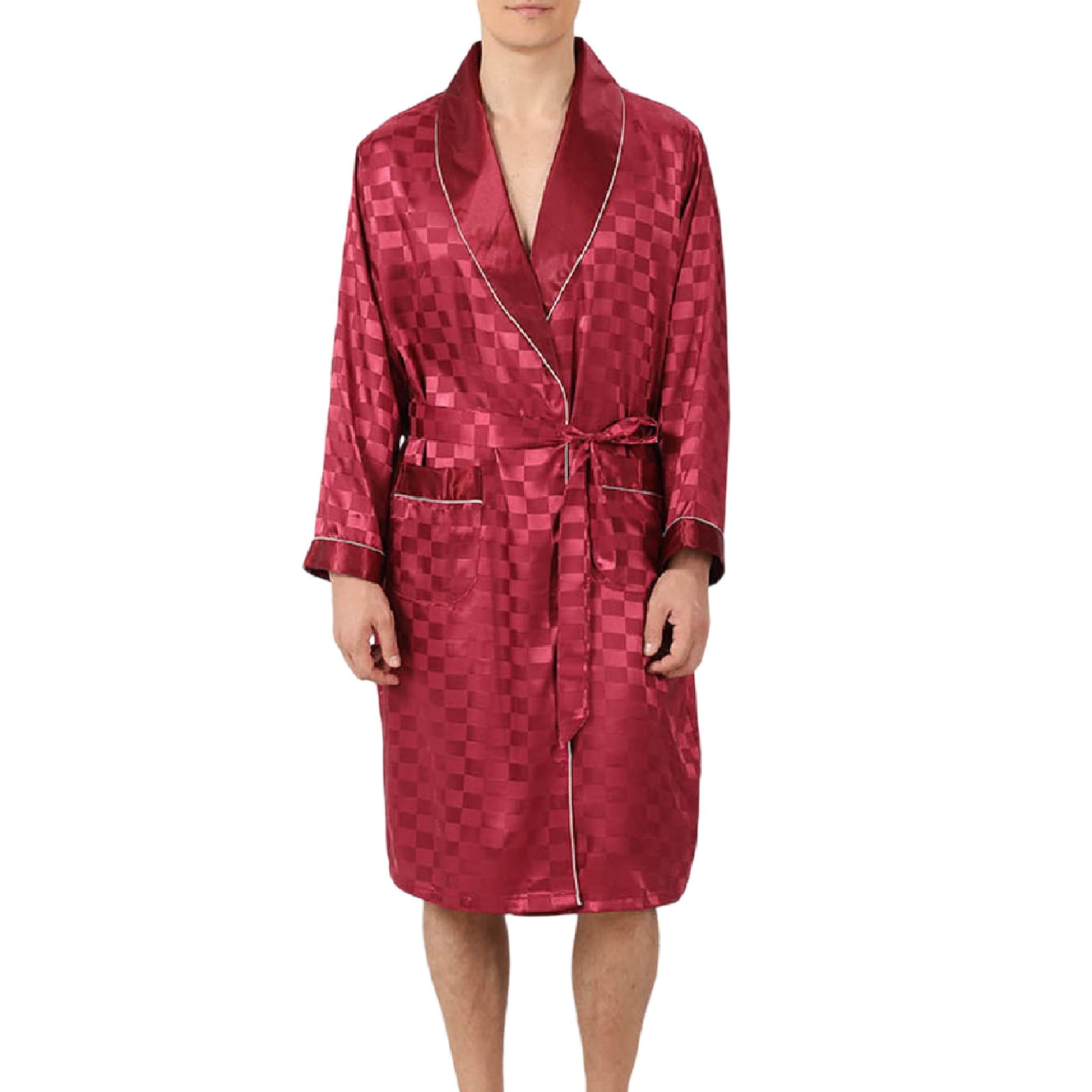 eileial Mens Lightweight Robe, Knit Bathrobe Spa Sleepwear Soft Knee ...