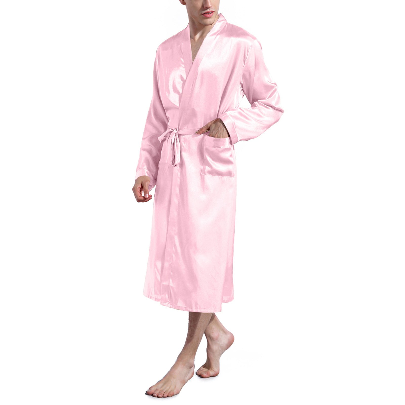 eileial Mens Lightweight Waffle Knit Robe Soft Kimono Spa Bathrobes ...