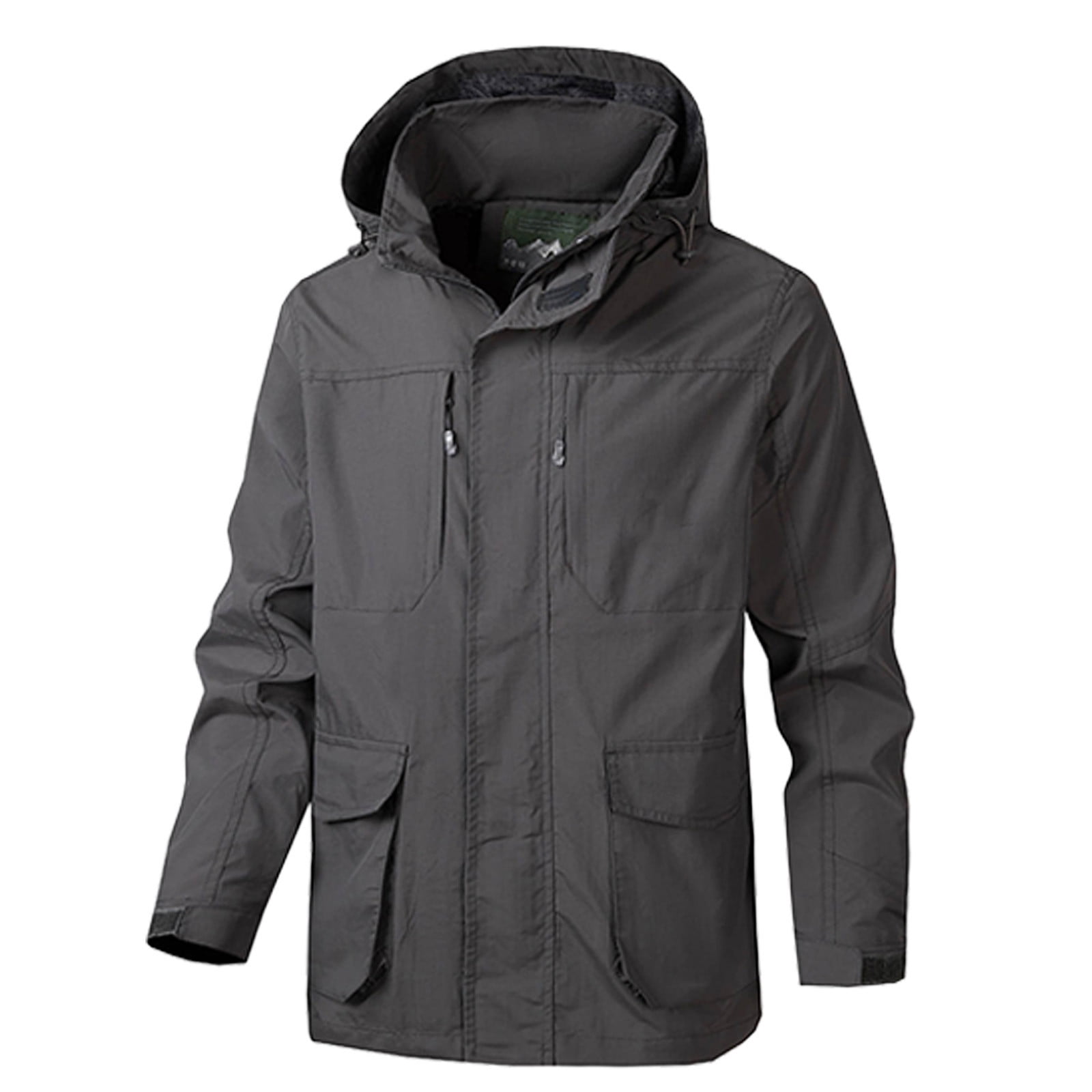 eileial Mens Winter Soft Shell Hooded Jacket Male Waterproof Coat,Gray ...