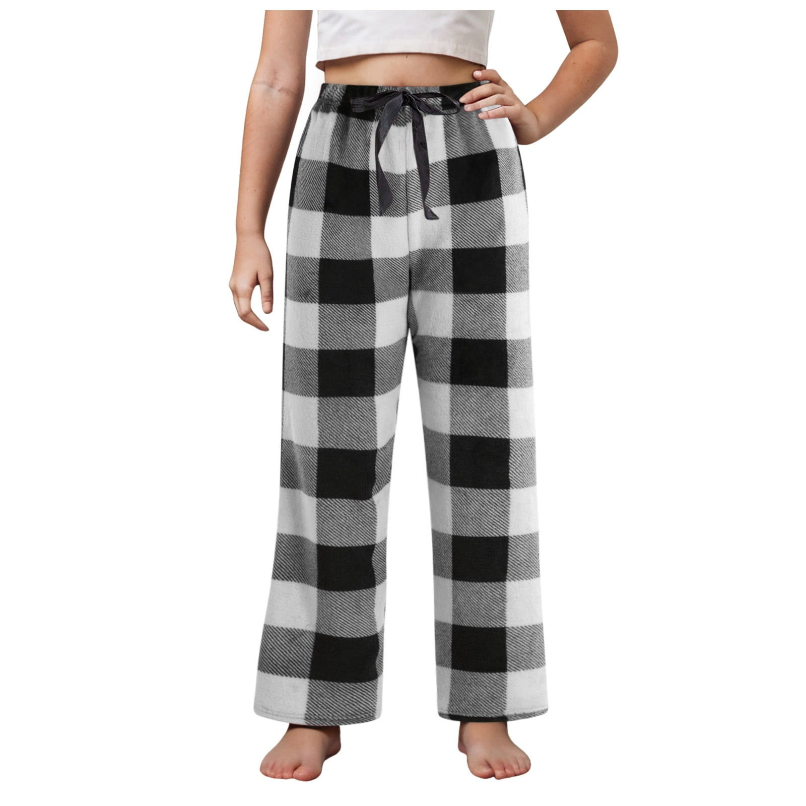 eileial Pajama Pants Soft Micro Fleece Pajama Bottoms Plaid Sleepwear ...