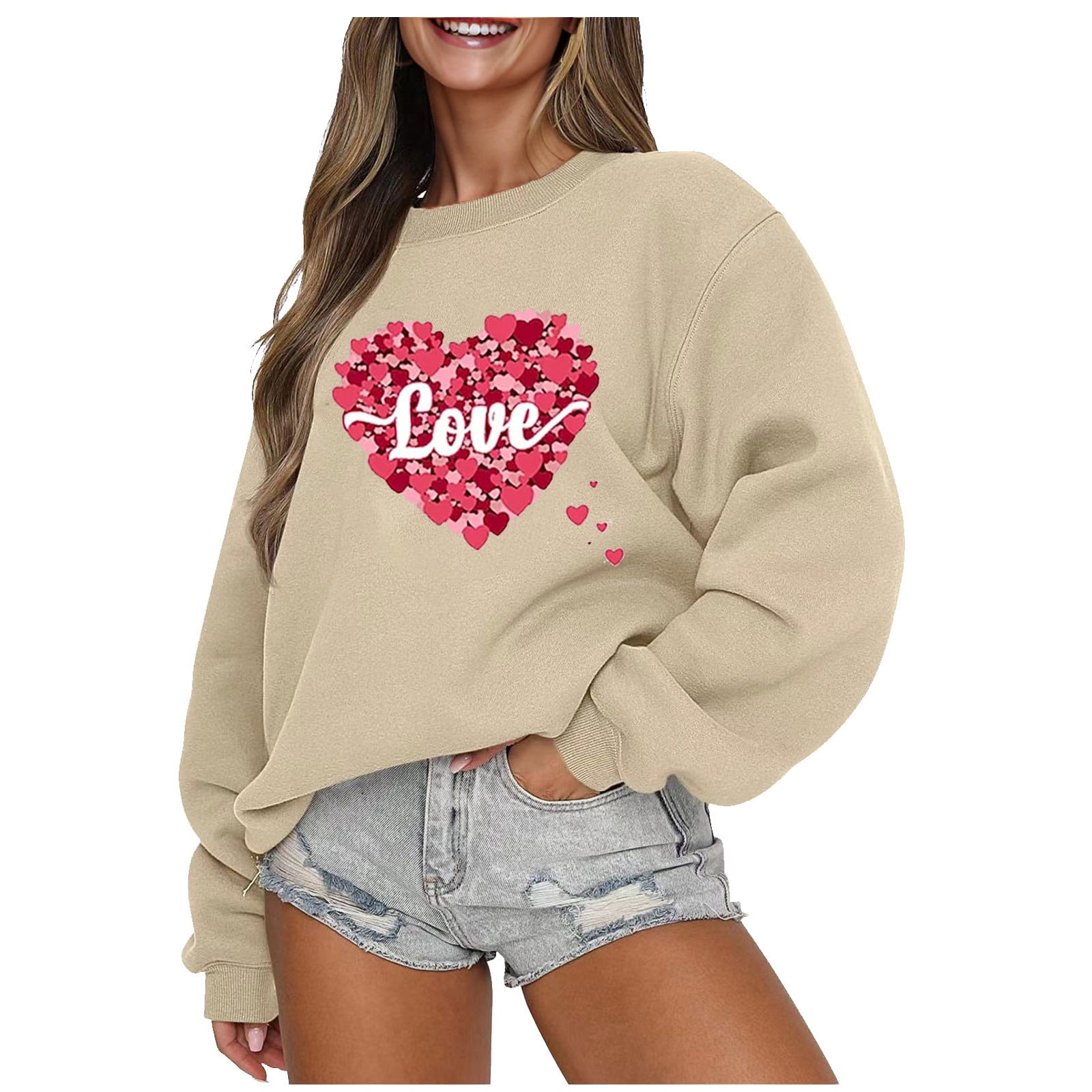 eileial Sweatshirt for Women Ladies Autumn Winter Solid Color Pullover ...
