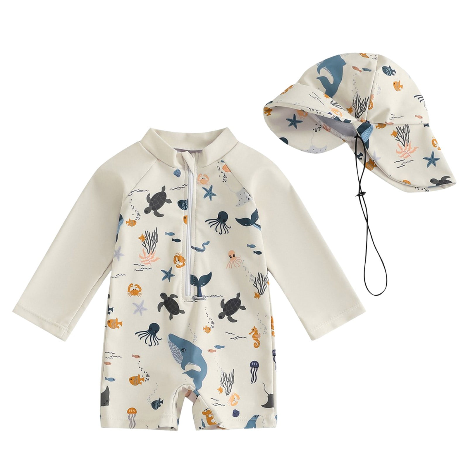 eileial Toddler Baby Boys Girl Rash Guard Swimsuit Long Sleeve Zipper ...