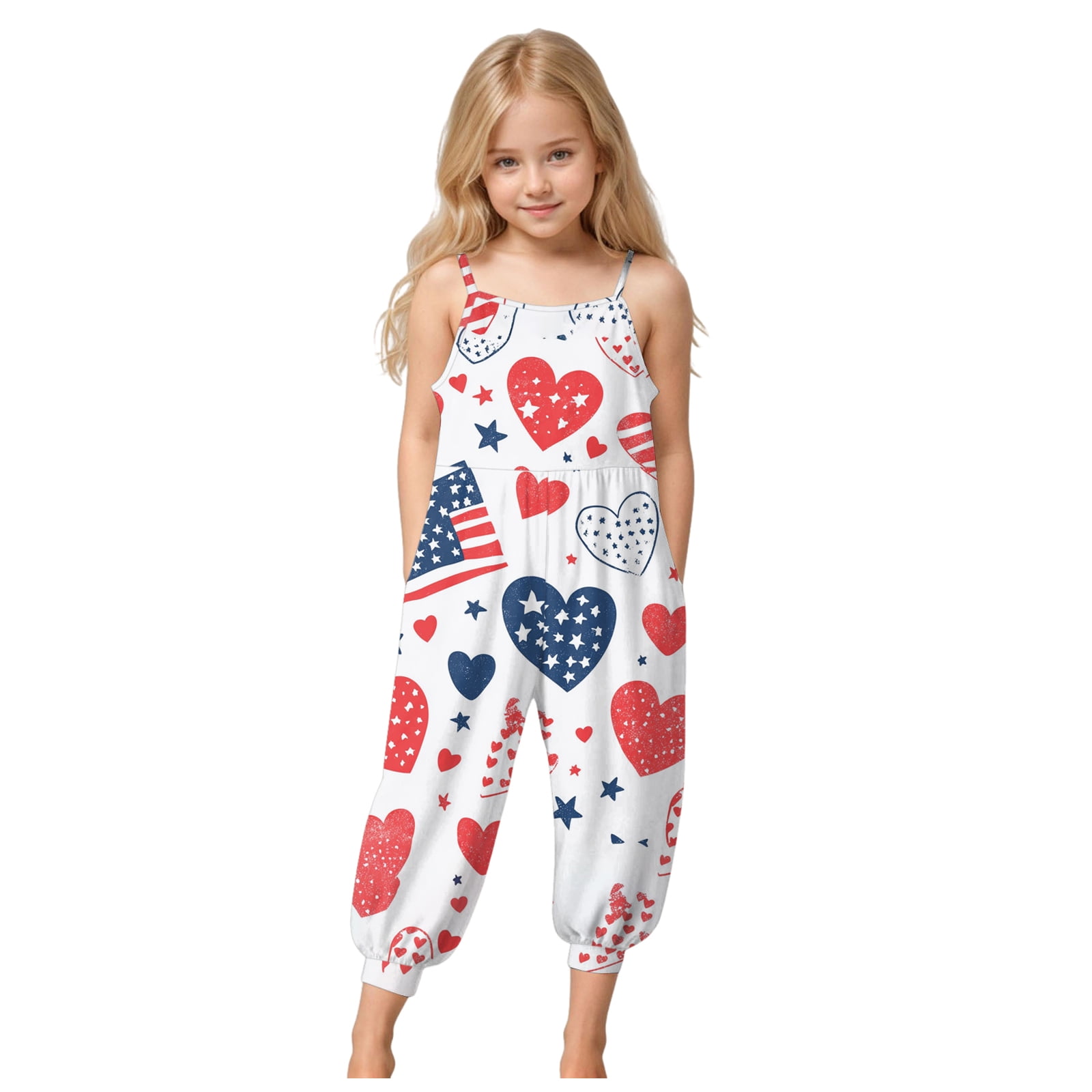 eileial Toddler Baby Girl 4th of July Jumpsuit Outfits American Flag ...