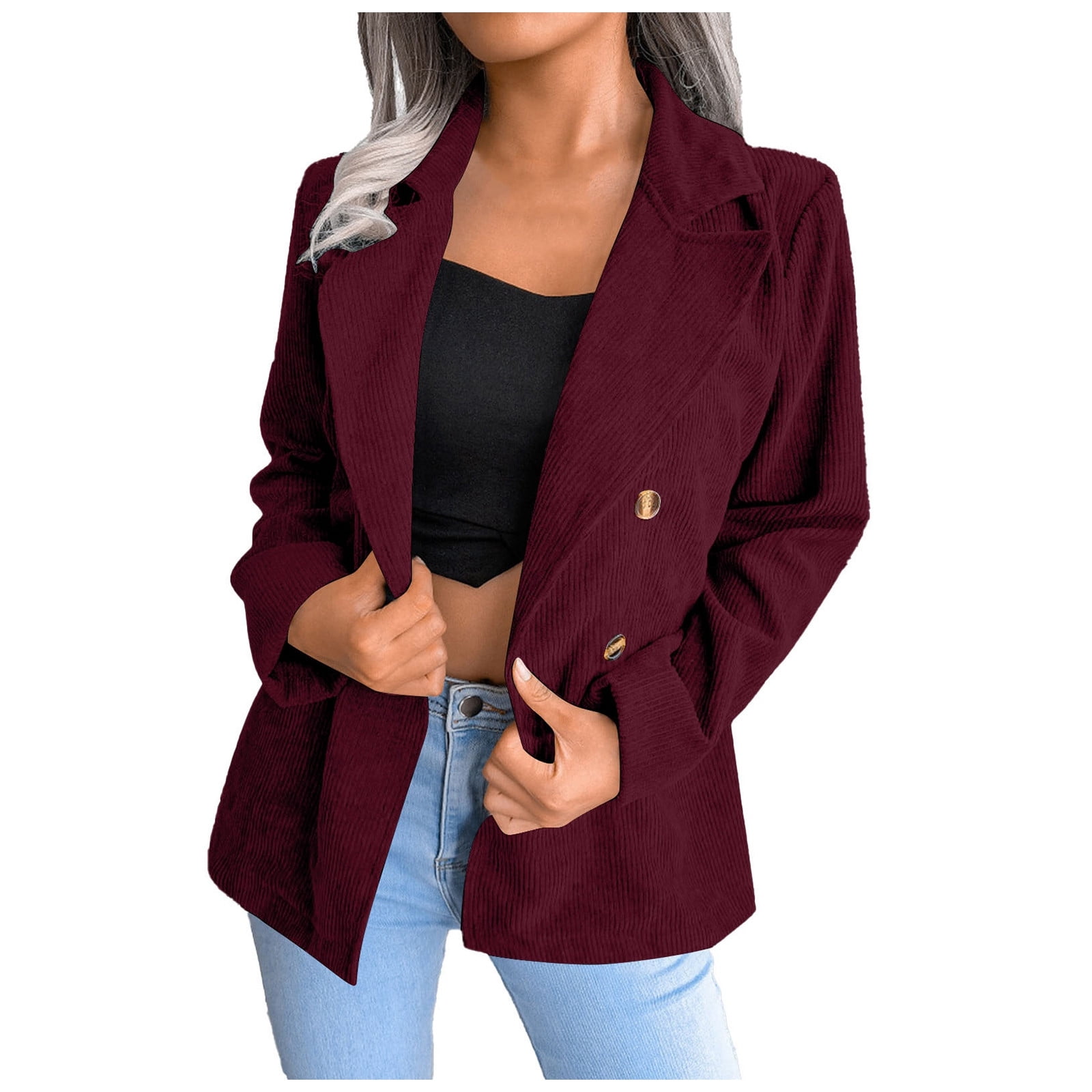 eileial Women'S Tweed Blazers Business Casual - Long Sleeve Double ...