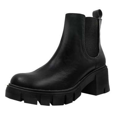 Refresh FABIA-01 Women's Elastic Side Zip Lug Sole Platform Chunky ...