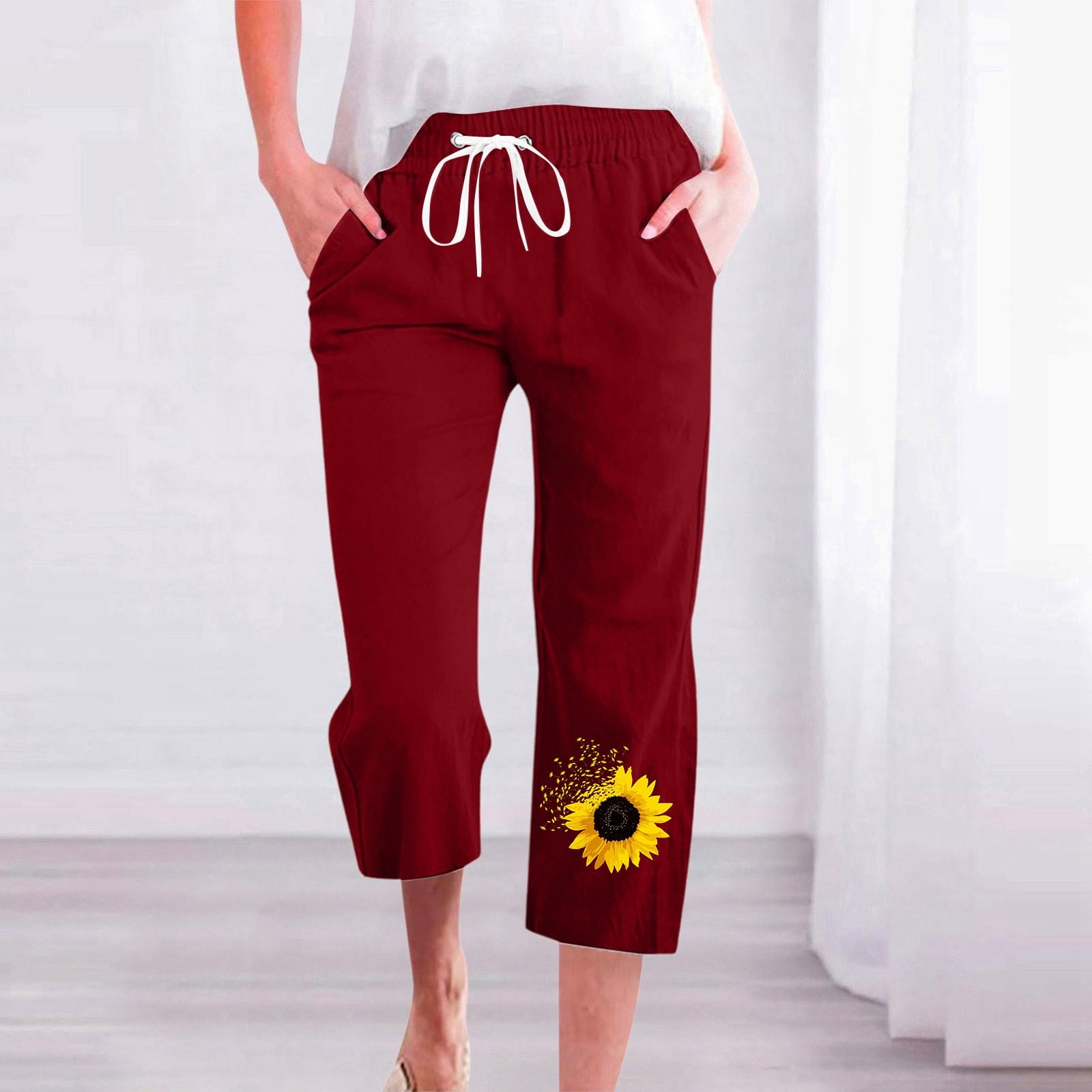 eileial Women's Drawstring Elastic High Rise Silky Satin Cargo Solid ...