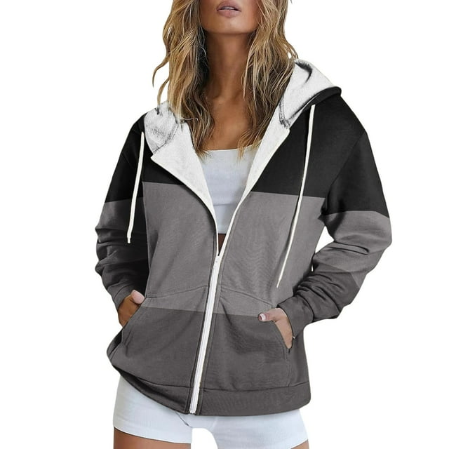 Eileial Womens Zip Up Hoodies Cropped Sweatshirts Jackets Fall Outfits