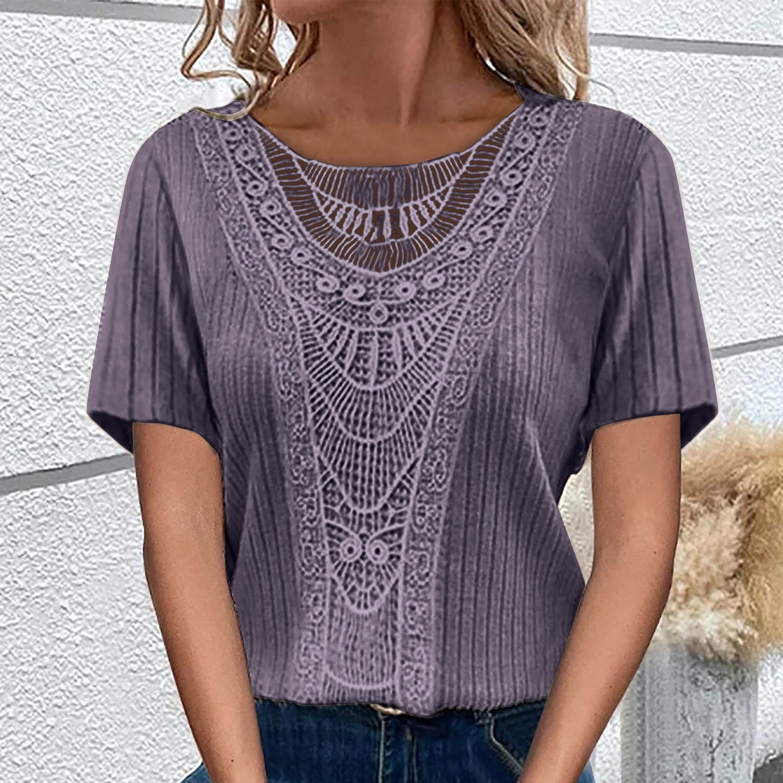 eilrgd Short Sleeve Tshirt for Women Women Summer Top Casual Shirt for ...