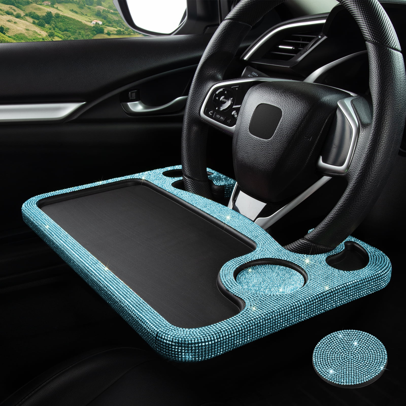 eing Car Eating/Laptop Steering Wheel Desk,Bling Crystal Steering Wheel ...