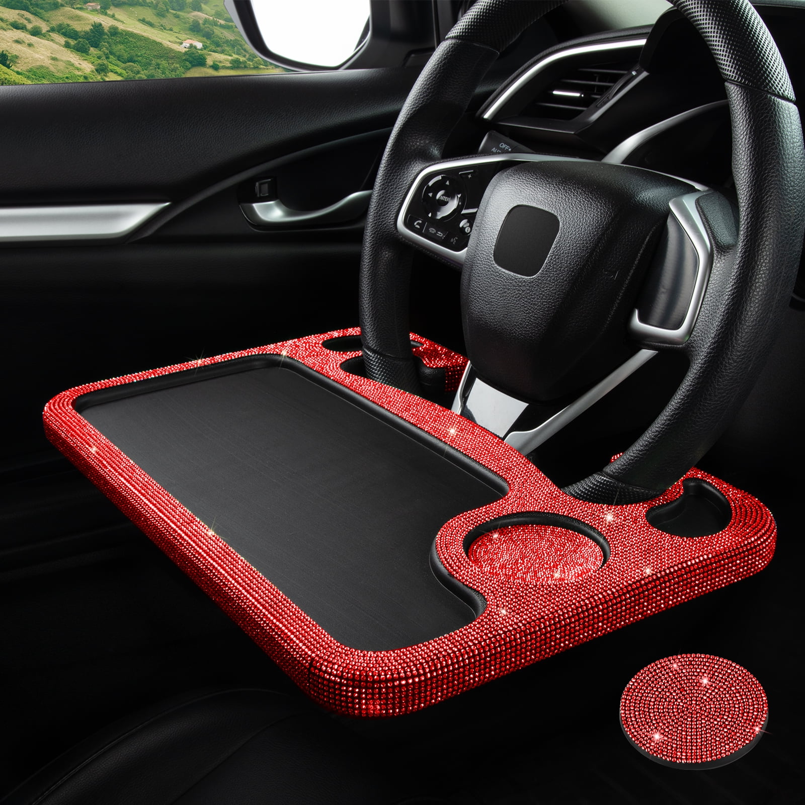 eing Car Eating/Laptop Steering Wheel Desk,Bling Crystal Steering Wheel ...