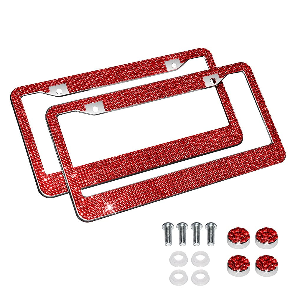 eing Car License Plate Frames Bling Crystal Diamonds Car Exterior ...