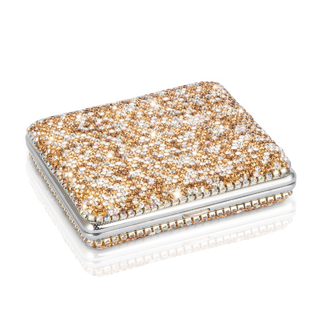 eing Metal Cigarette Case Bling Crystal Cigarette Box Double Sided ...