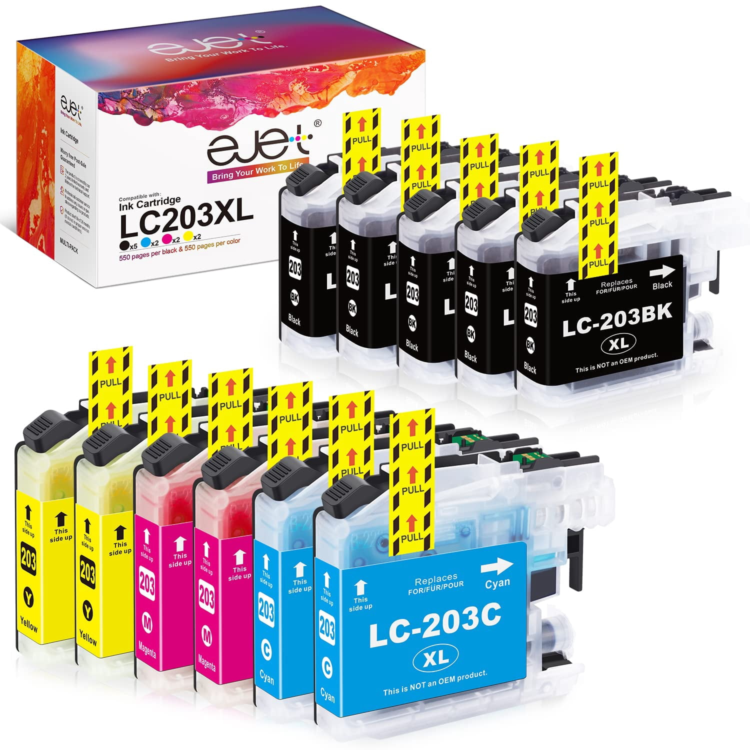ejet Compatible LC203 LC201 Ink Cartridges Replacement for Brother Ink ...