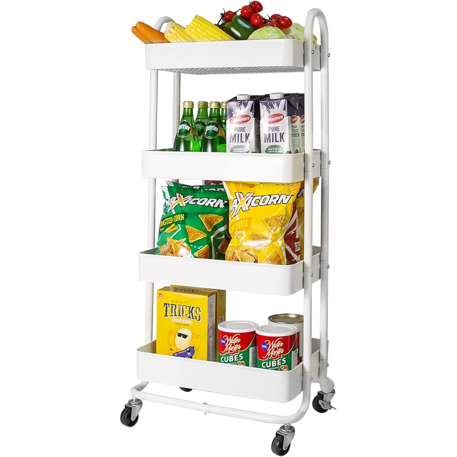 elabo 4-Tier Metal Mesh Utility Rolling Cart, Storage Organizer Trolley ...