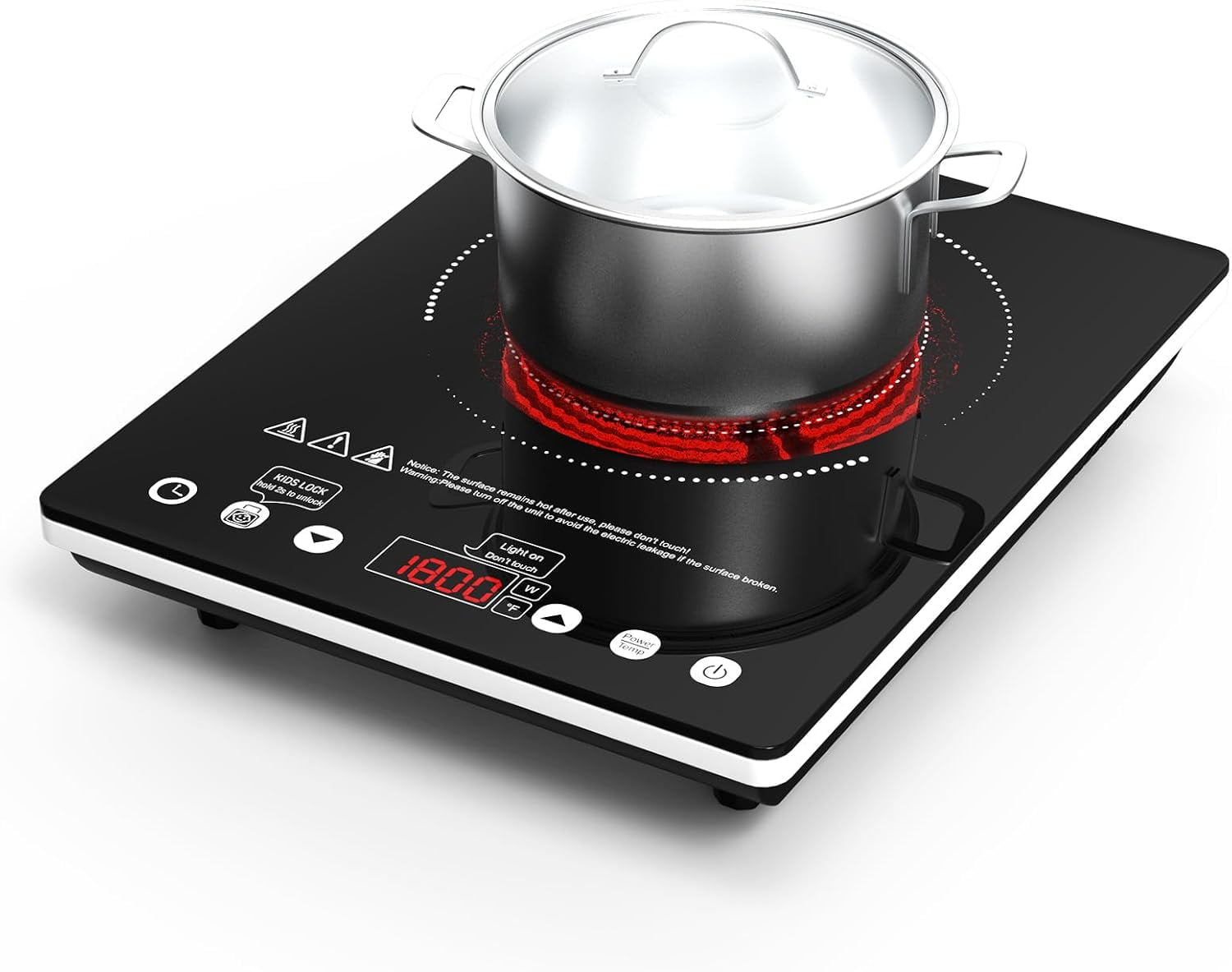 Electric Cooktop 12 Inch,Single Burner Plug in Portable 110V Electric ...