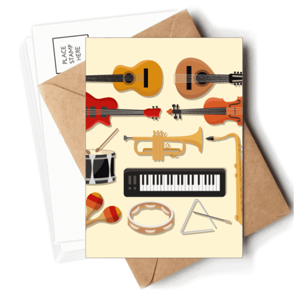 electric piano tromb guitar music Postcards Envelopes Blank Note Cards ...