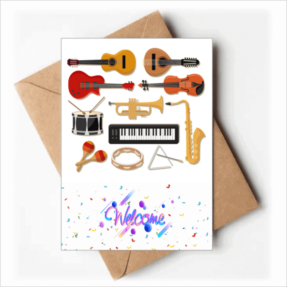 electric piano tromb guitar music Welcome Back Greeting Cards Envelopes ...
