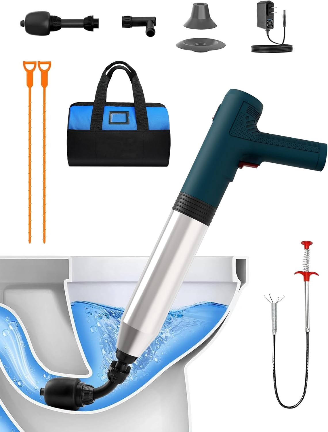 Electric Toilet Plunger Swift High Pressure Drain Unclogger Plungers ...