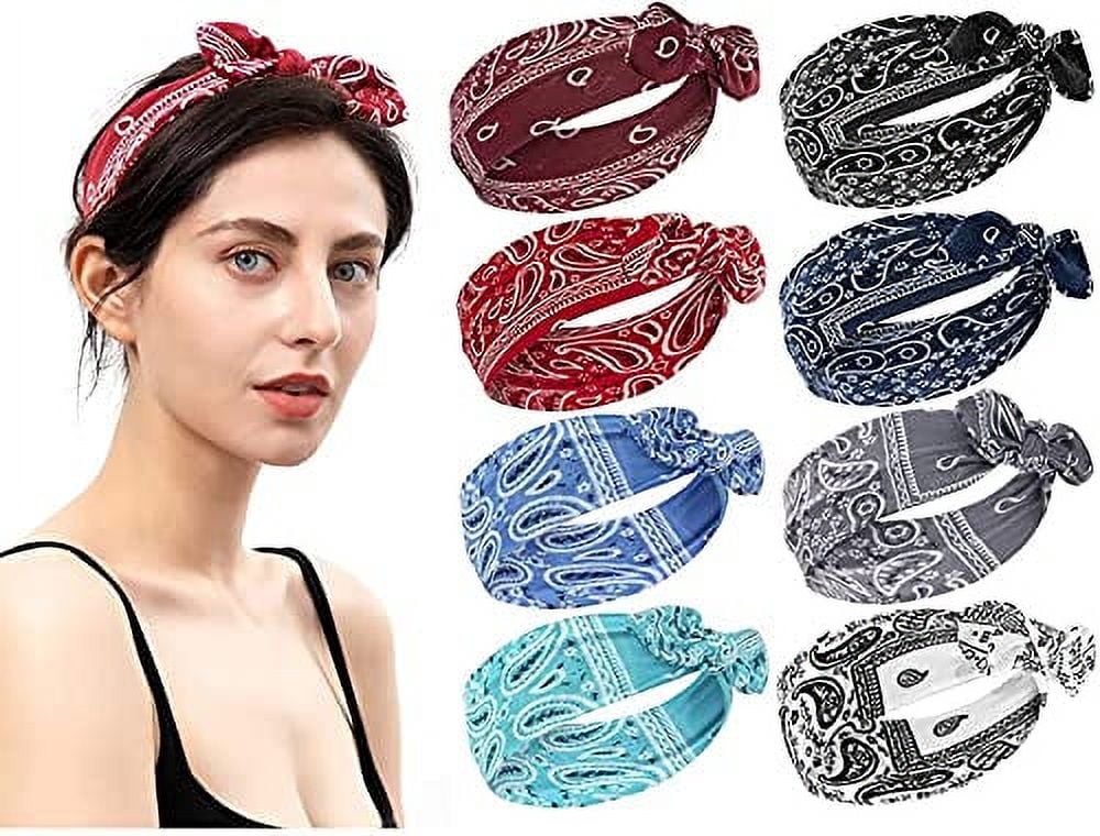 eletecpro 8 Pcs Headbands for Women Boho Rabbit Ear Wide Headbands ...