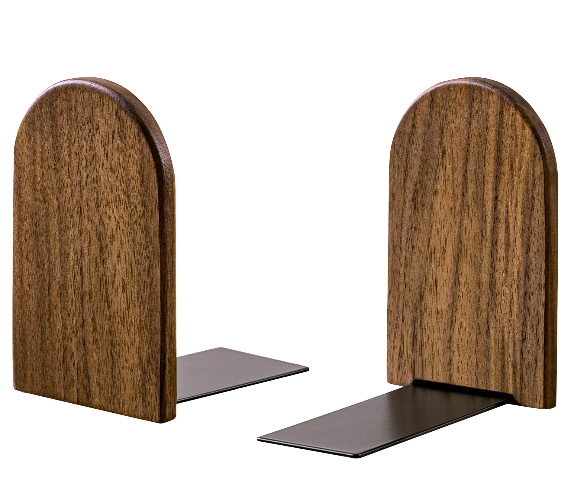 EletecPro Book Ends, Black Walnut, Arc-Shaped, Heavy Duty, 2 Pack ...