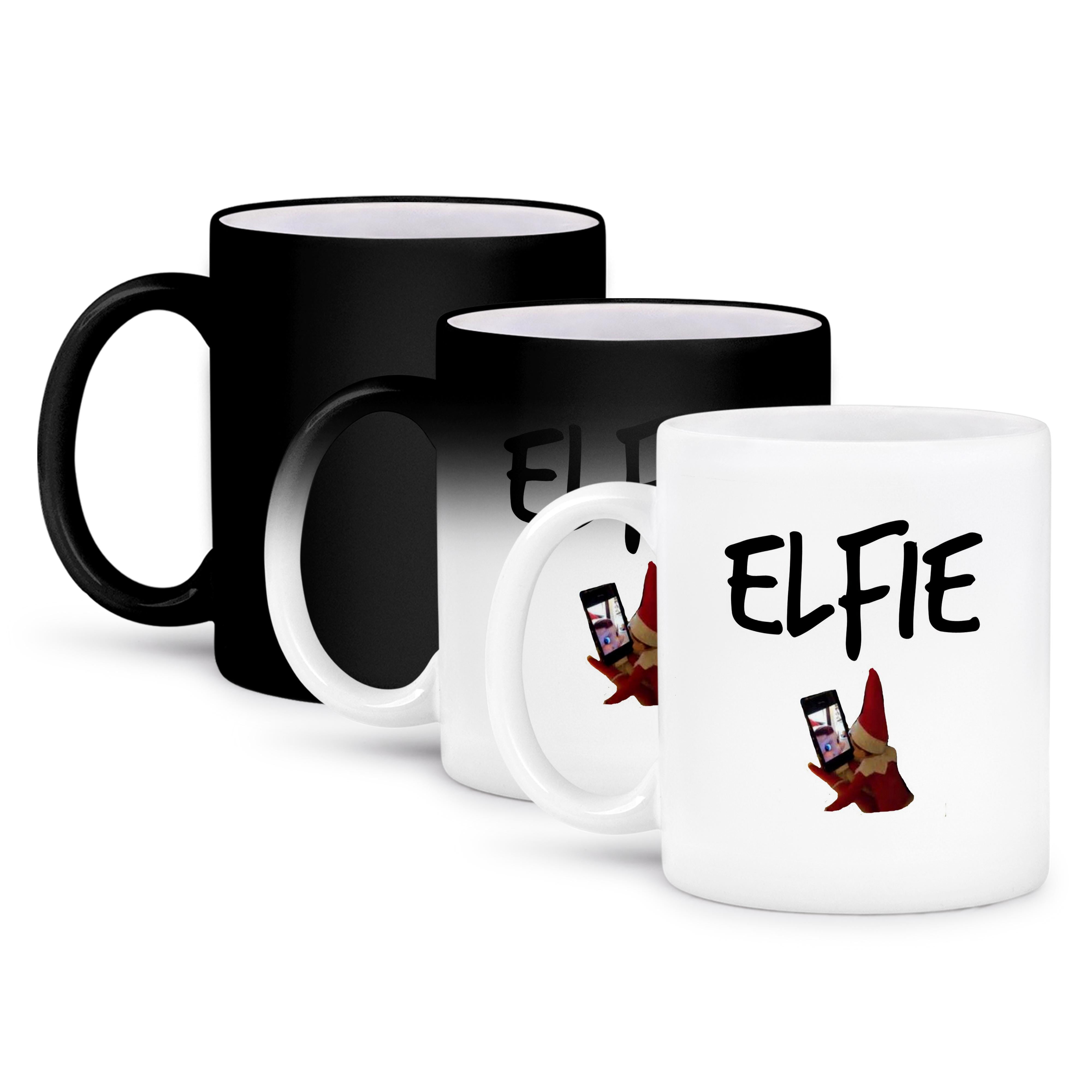 3dRose, elfie, black letters on white background with picture of elf ...