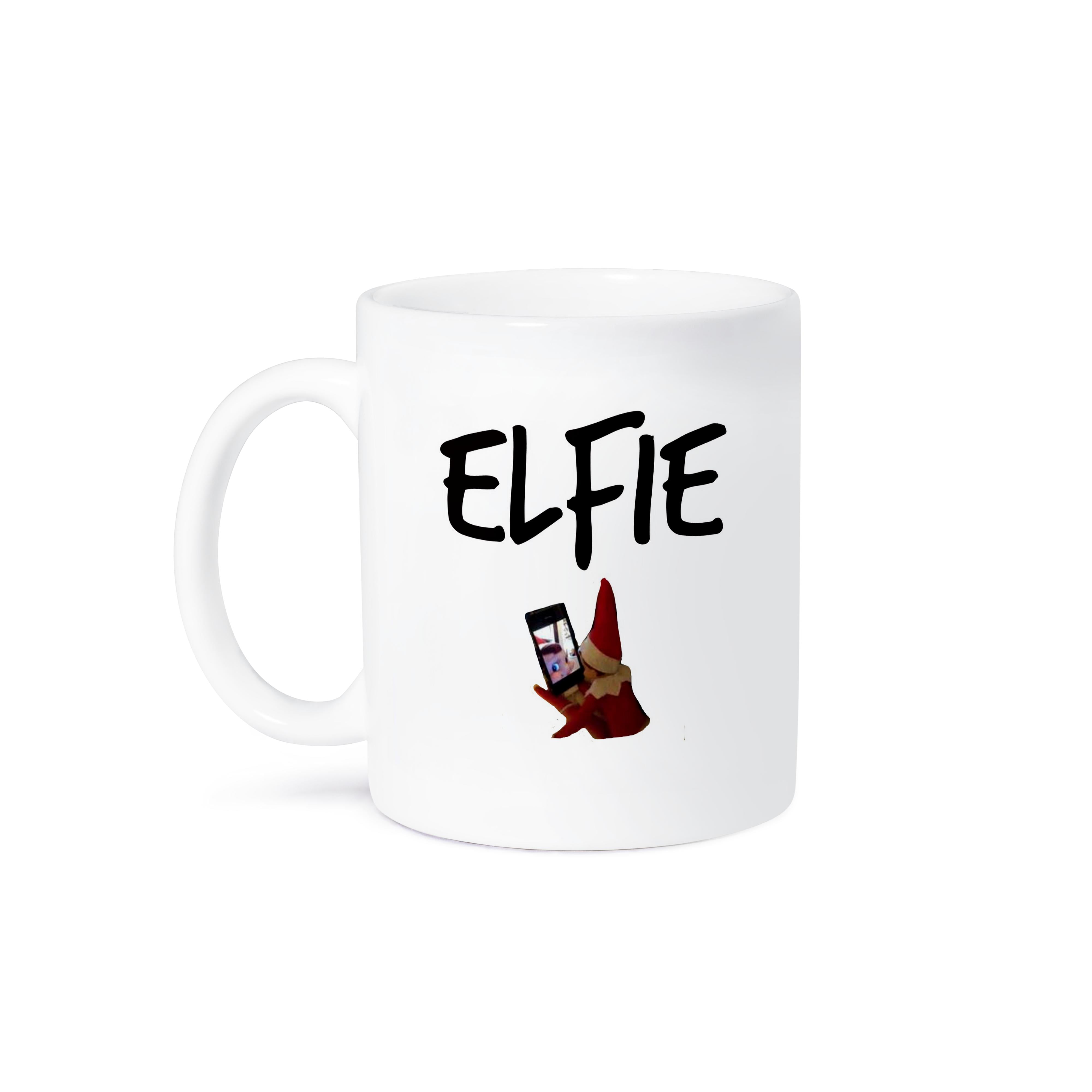 3dRose, elfie, black letters on white background with picture of elf ...
