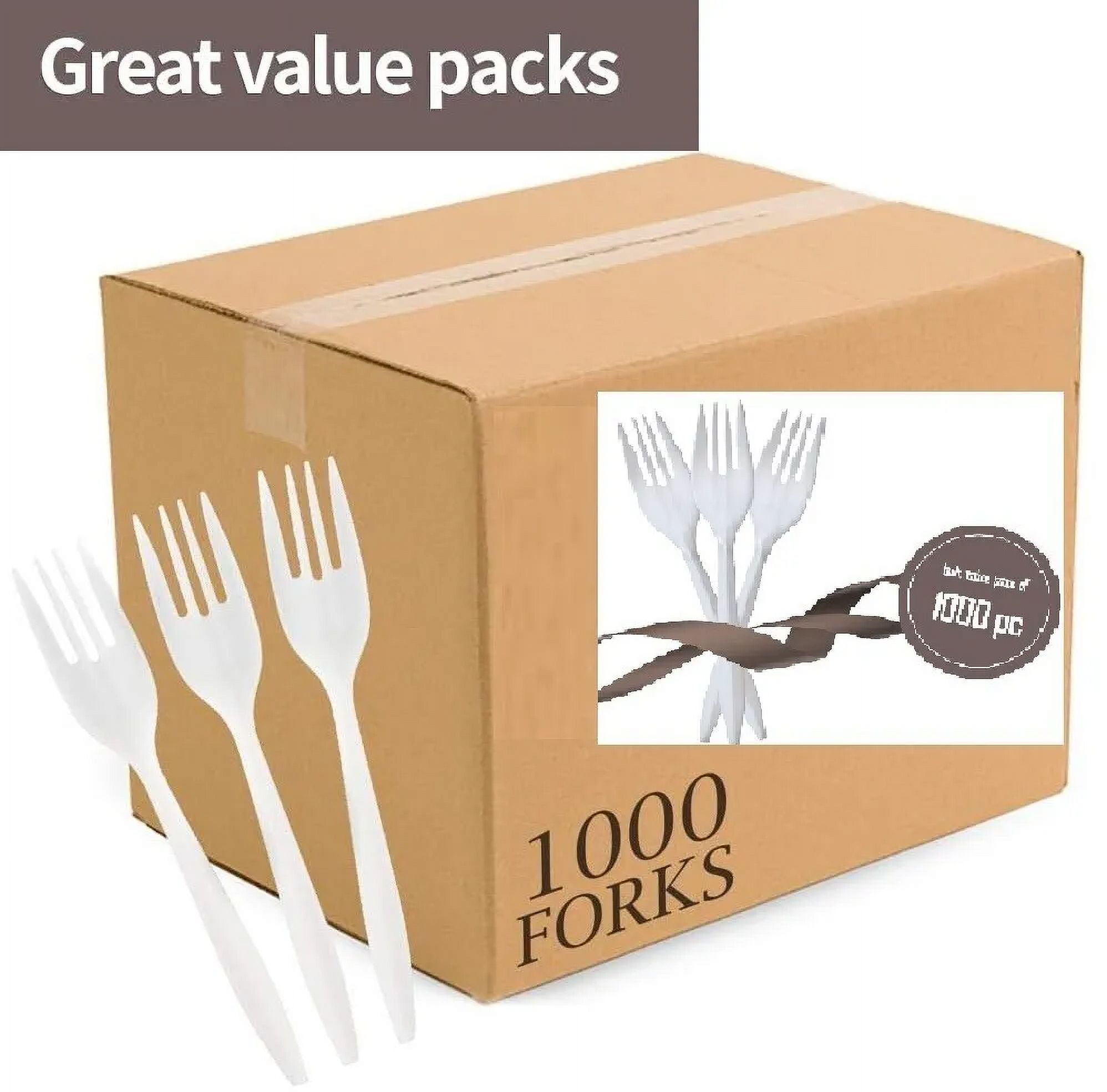 elitegadget [1000 Count] Plastic Forks White Medium Weight Disposable ...