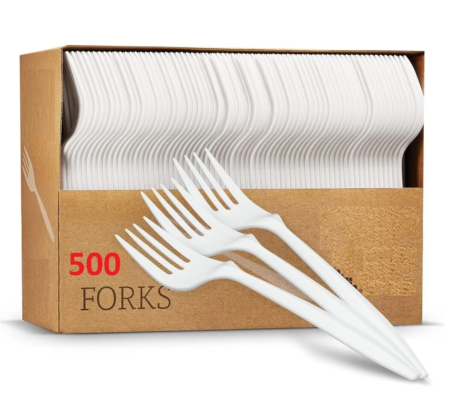 elitegadget [500 Count] Plastic Forks White Medium Weight Disposable ...