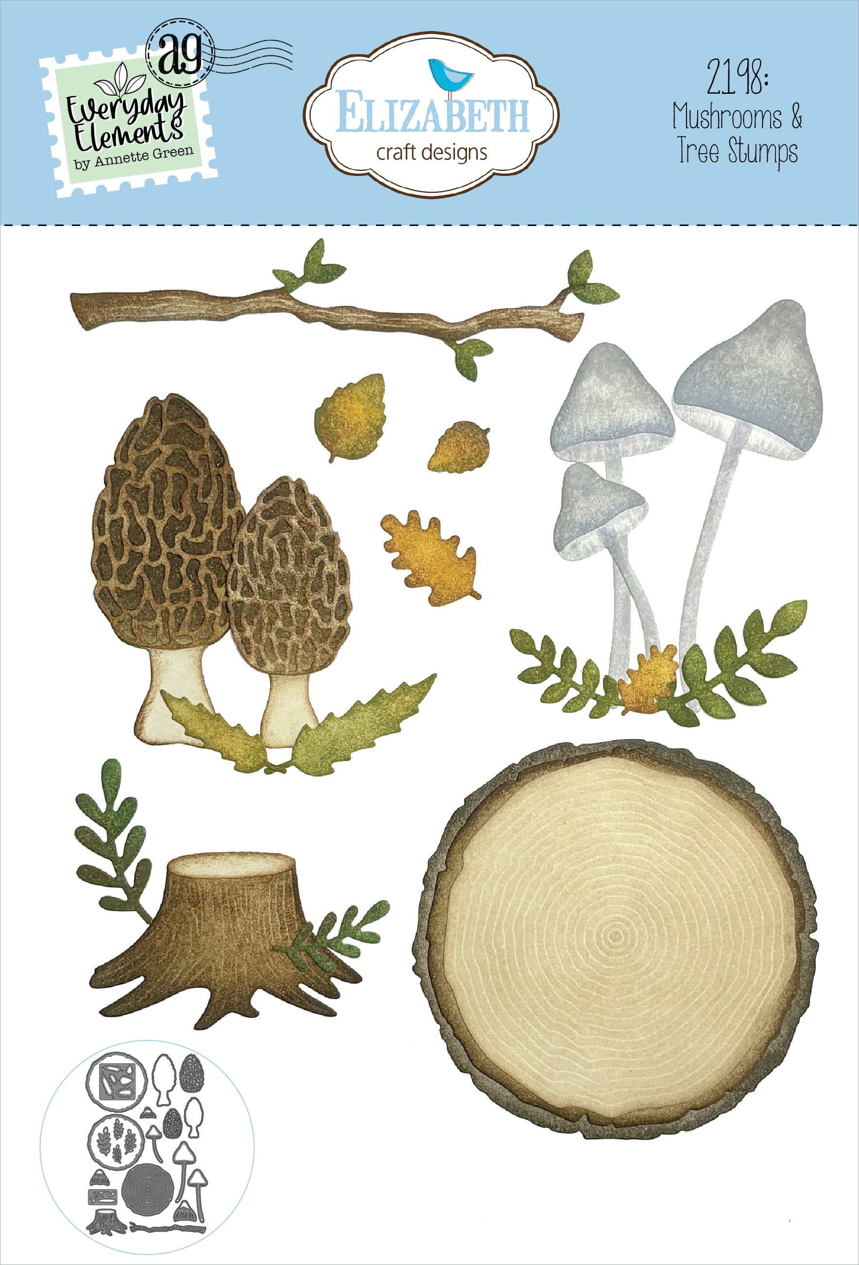Elizabeth Craft Metal Die-Mushrooms & Tree Stumps - Walmart.com