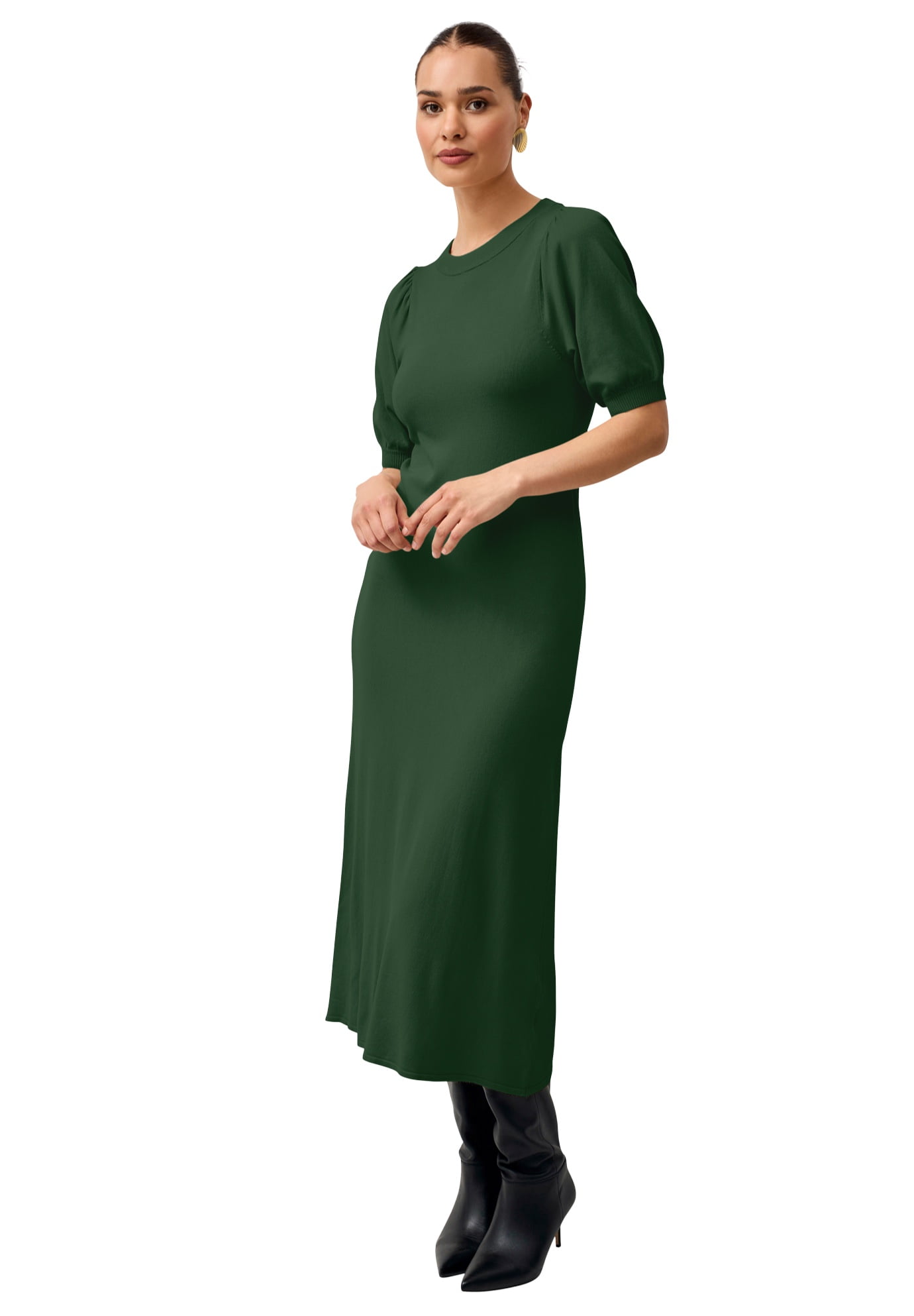 ellos Plus Size Fine Knit Midi Sweater Dress - Walmart.com