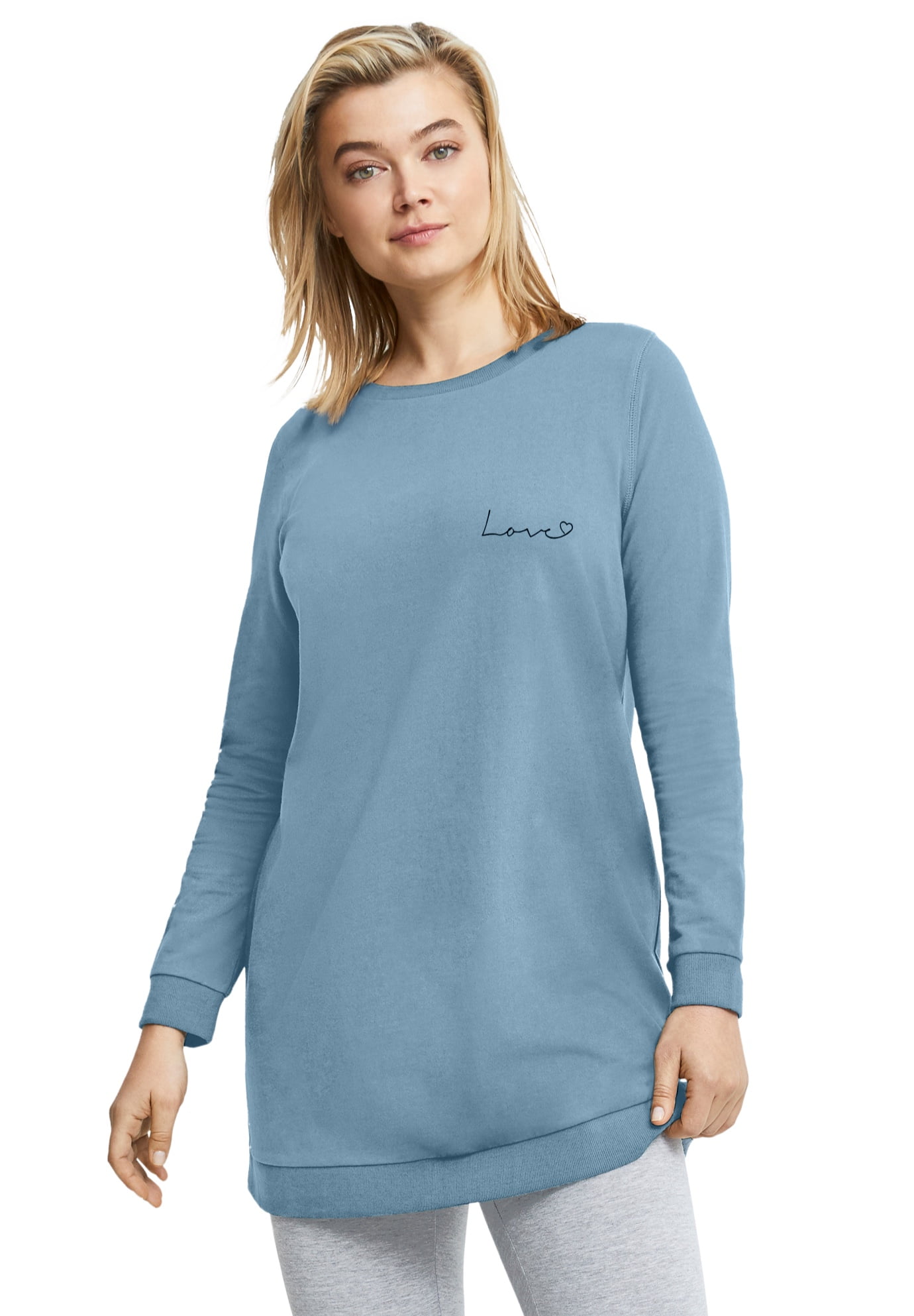 ellos Plus Size French Terry Love Tunic Sweatshirt - Walmart.com