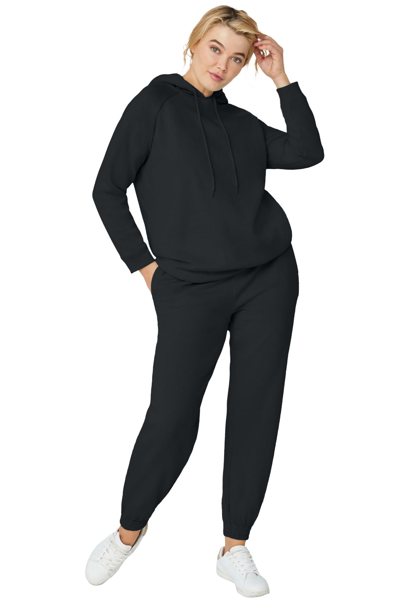 Ellos Plus Size Hooded Fleece Boxy Sweatshirt - Walmart.com