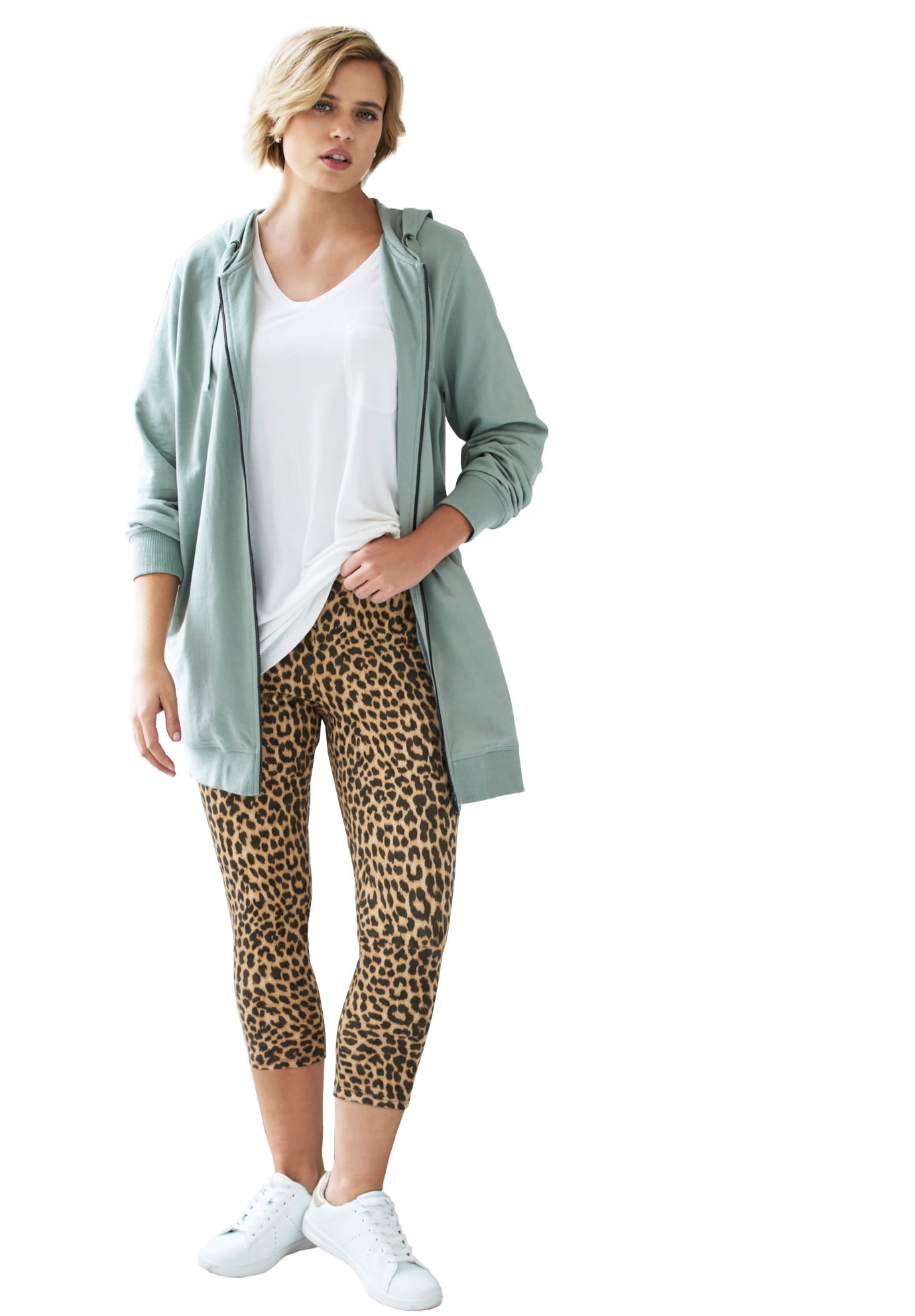 Ellos Plus Size Cotton Spandex Capri Length Leggings - Walmart.com