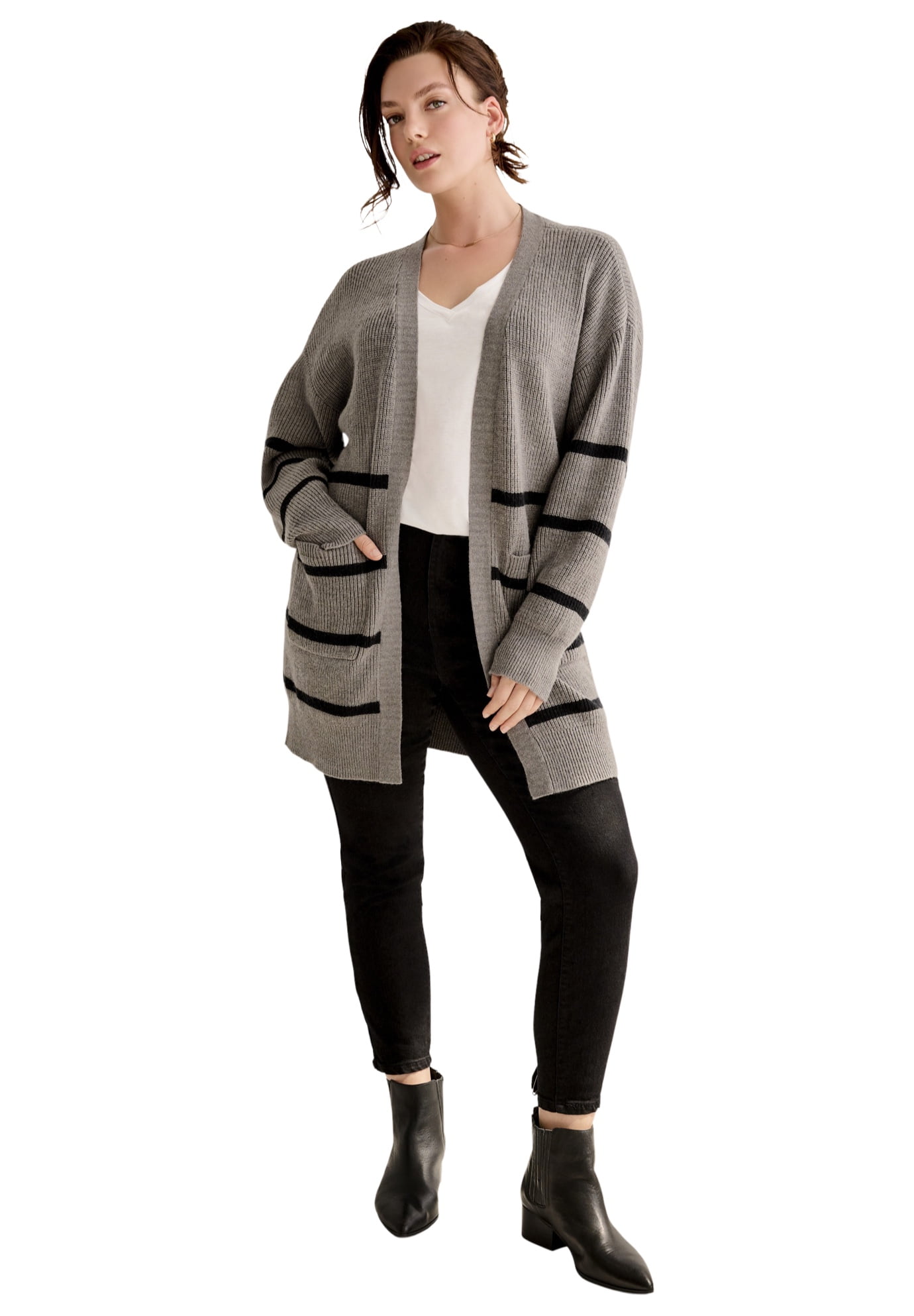 ellos Plus Size Shaker Stitch Cardigan - Walmart.com