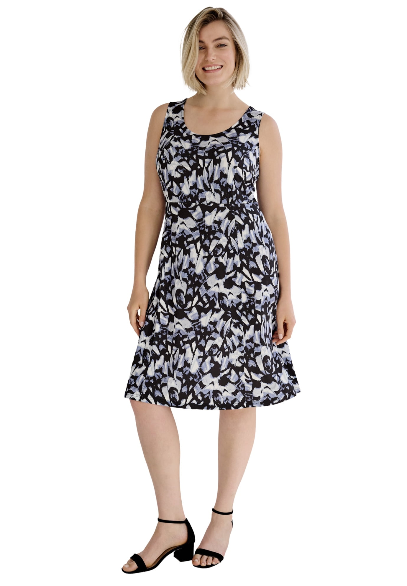 ellos Plus Size Sleeveless Knit Fit And Flare Knit Dress - Walmart.com