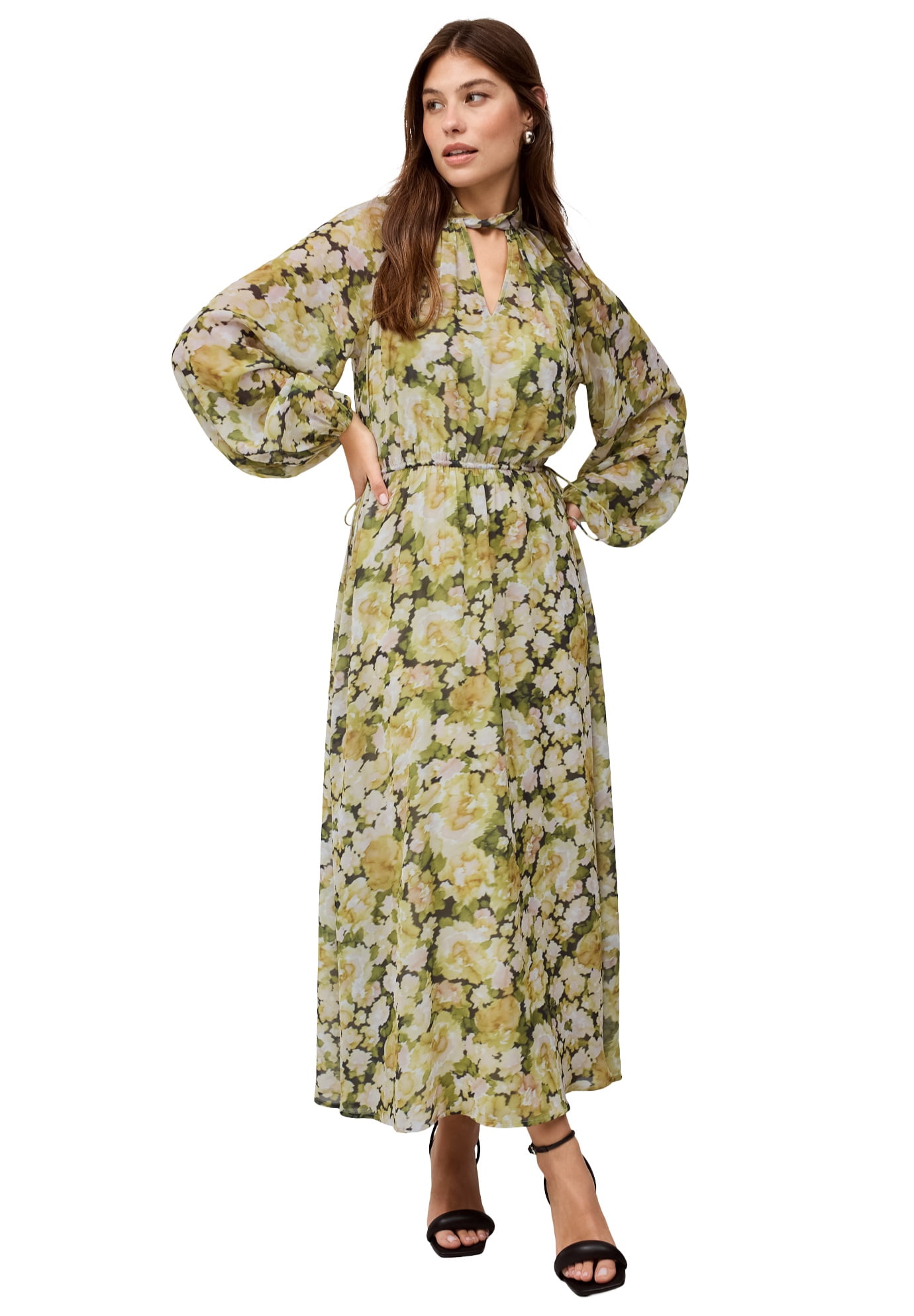 ellos Plus Size Twisted Mock Neck Maxi Dress With Keyhole - Walmart.com