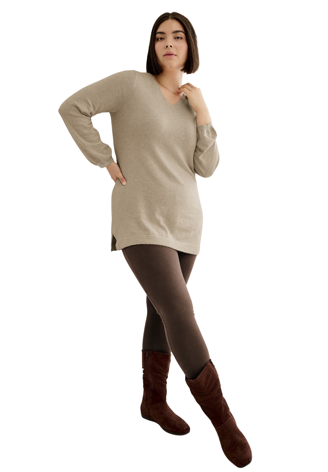 ellos Plus Size V-Neck Sweater Tunic - Walmart.com