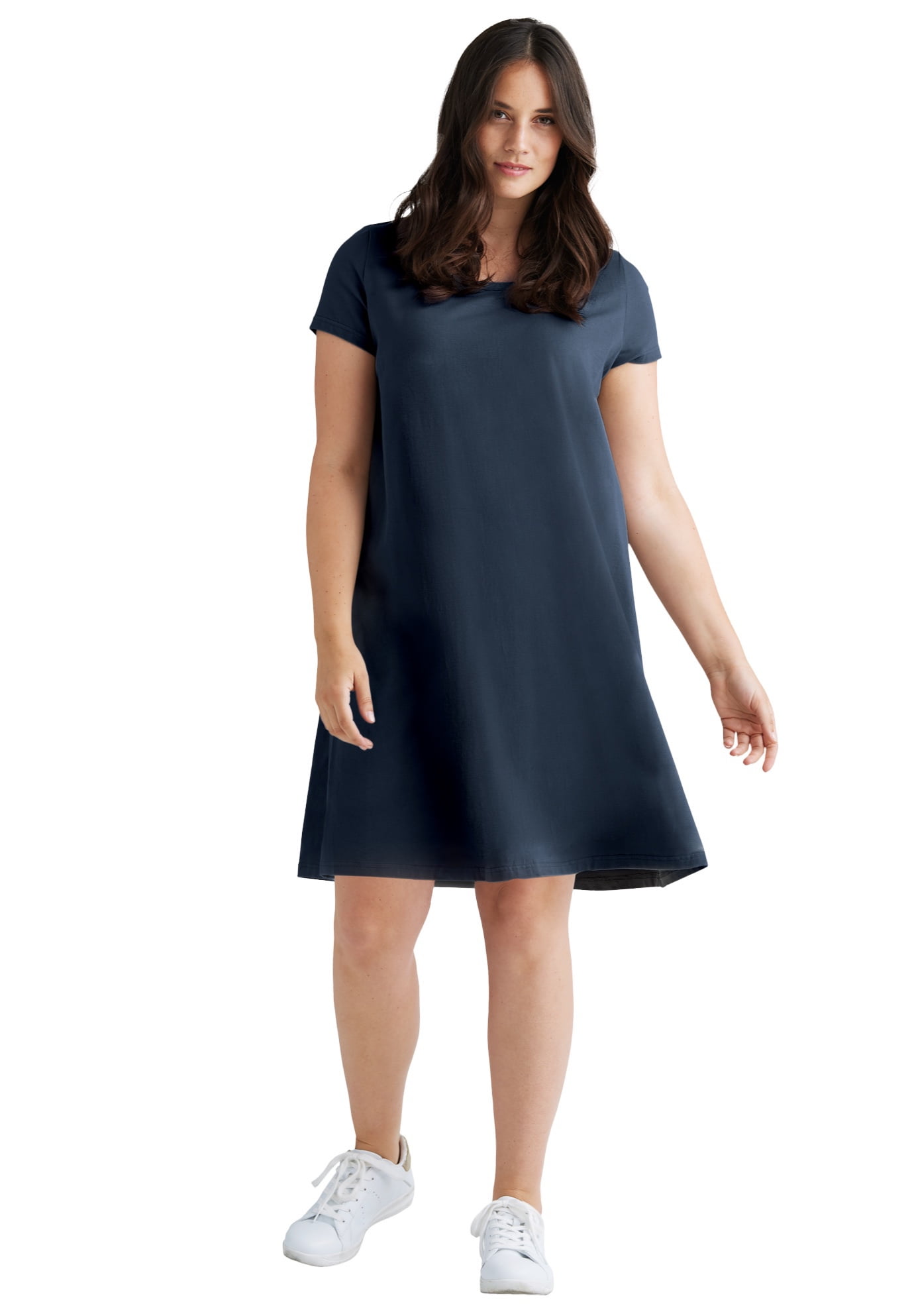 ellos Women's Plus Size A-Line Knit Tee Dress - Walmart.com