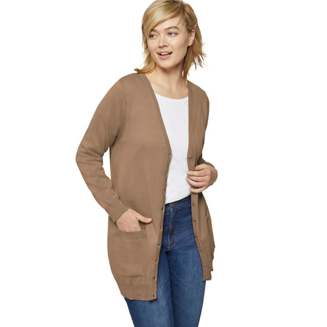 ellos Women's Plus Size Boyfriend Cardigan - 3X, Brown Sugar - Walmart.com