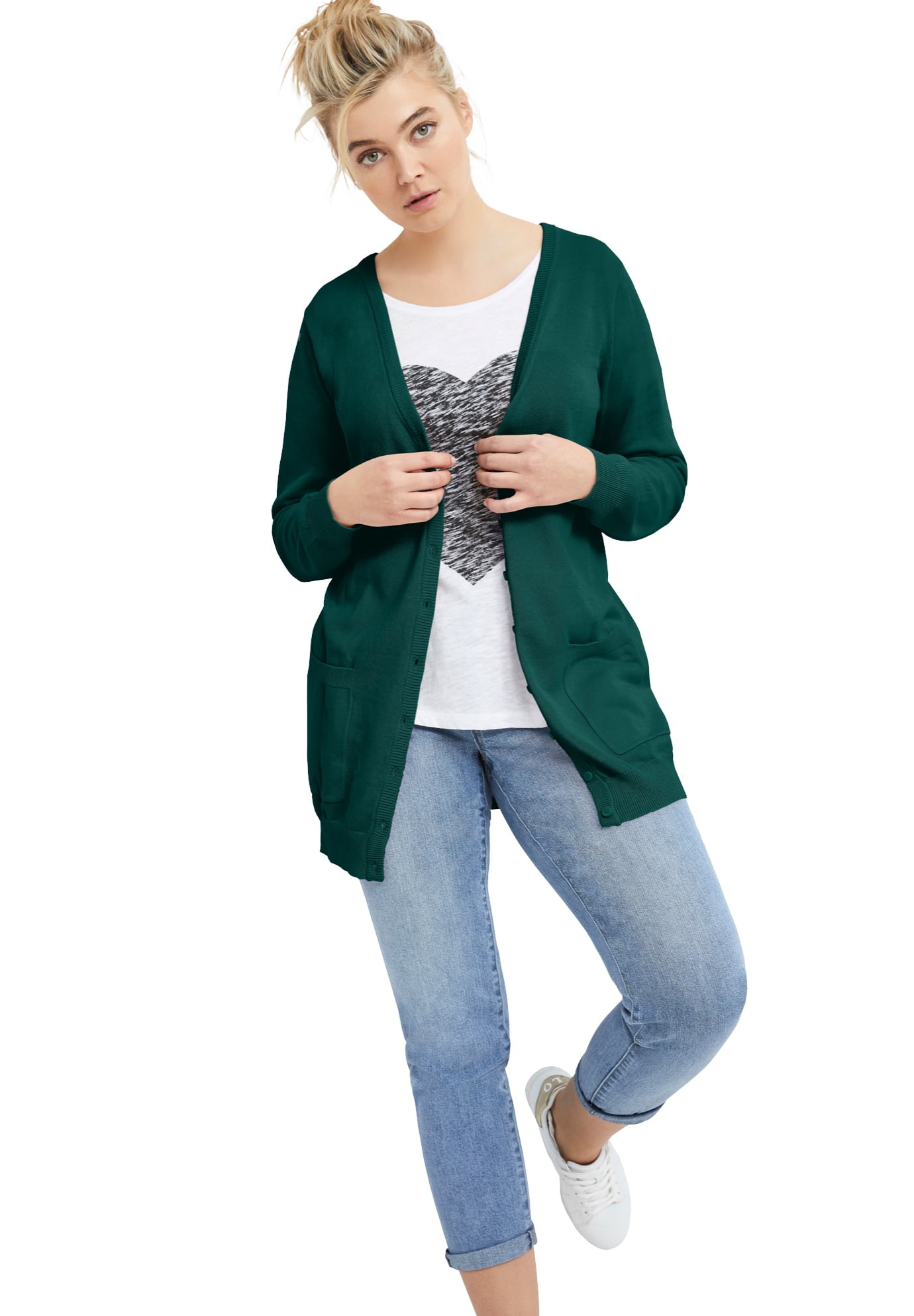 ellos Women's Plus Size Boyfriend Cardigan - Walmart.com