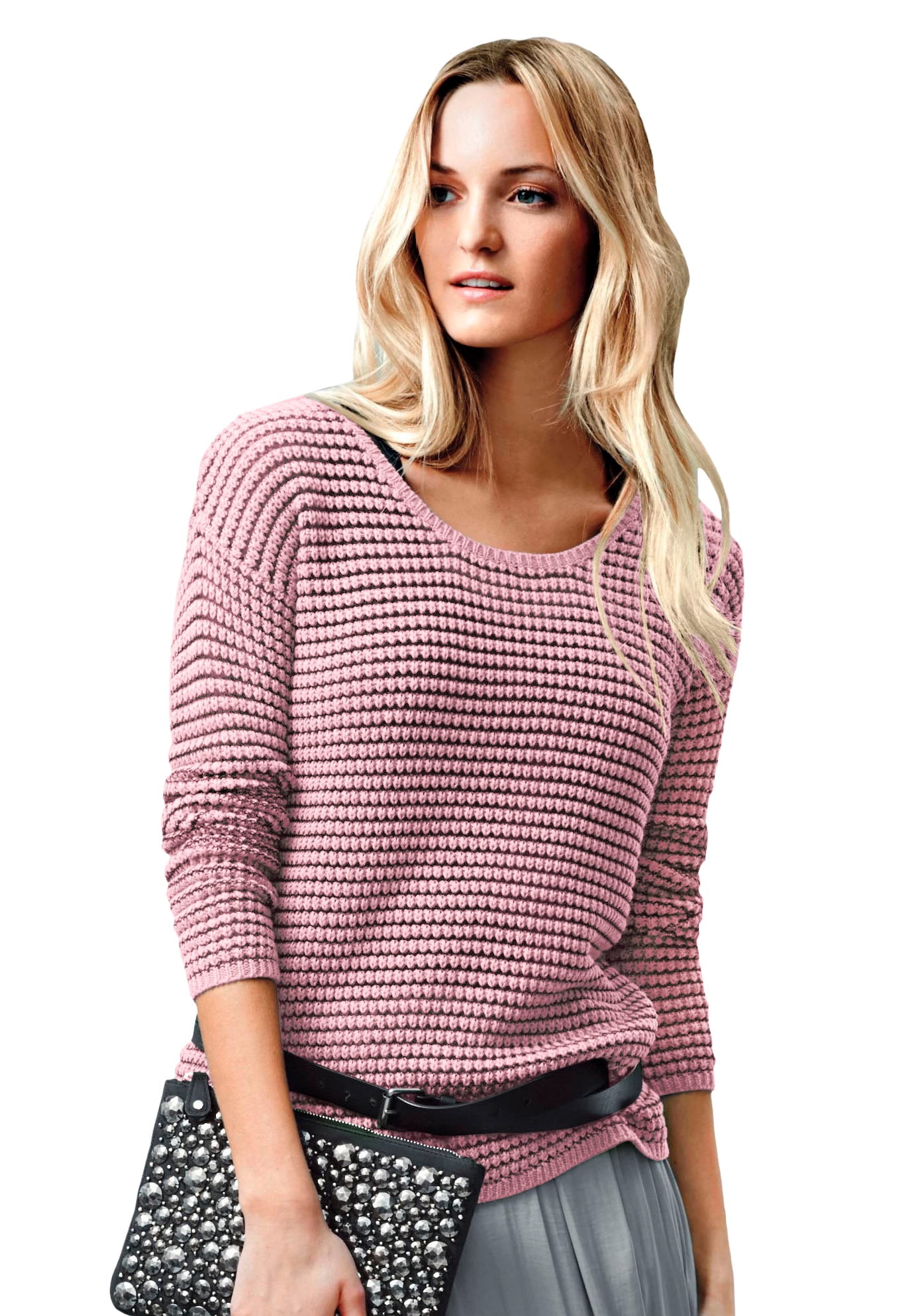 ellos Women's Plus Size Chunky Knit Sweater - 1X, Rose Mist - Walmart.com