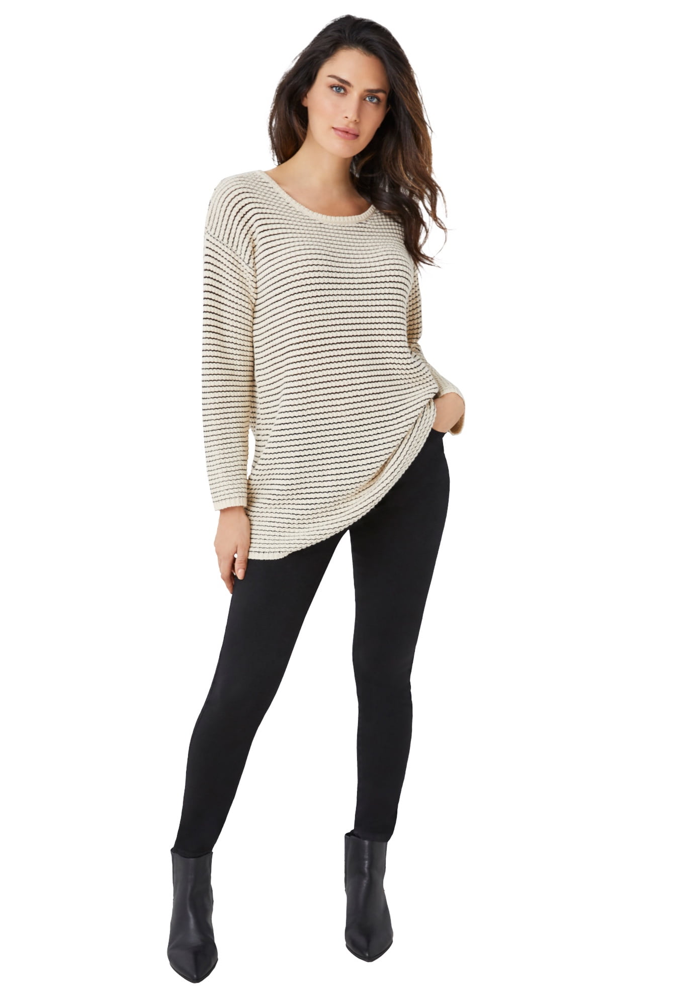 ellos Women's Plus Size Chunky Knit Sweater - 3X, Oatmeal - Walmart.com